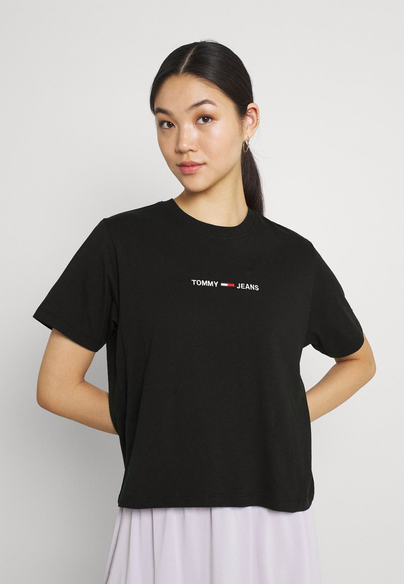 Tommy Jeans TJW LINEAR LOGO - Basic T-shirt - black - Zalando.ie