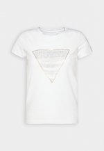 Guess TRIANGLE LOGO - Print T-shirt - pure white/white - Zalando.co.uk