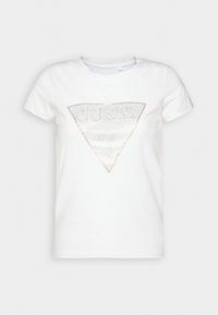 Guess TRIANGLE LOGO - T-shirt print - pure white/wit - Zalando.nl