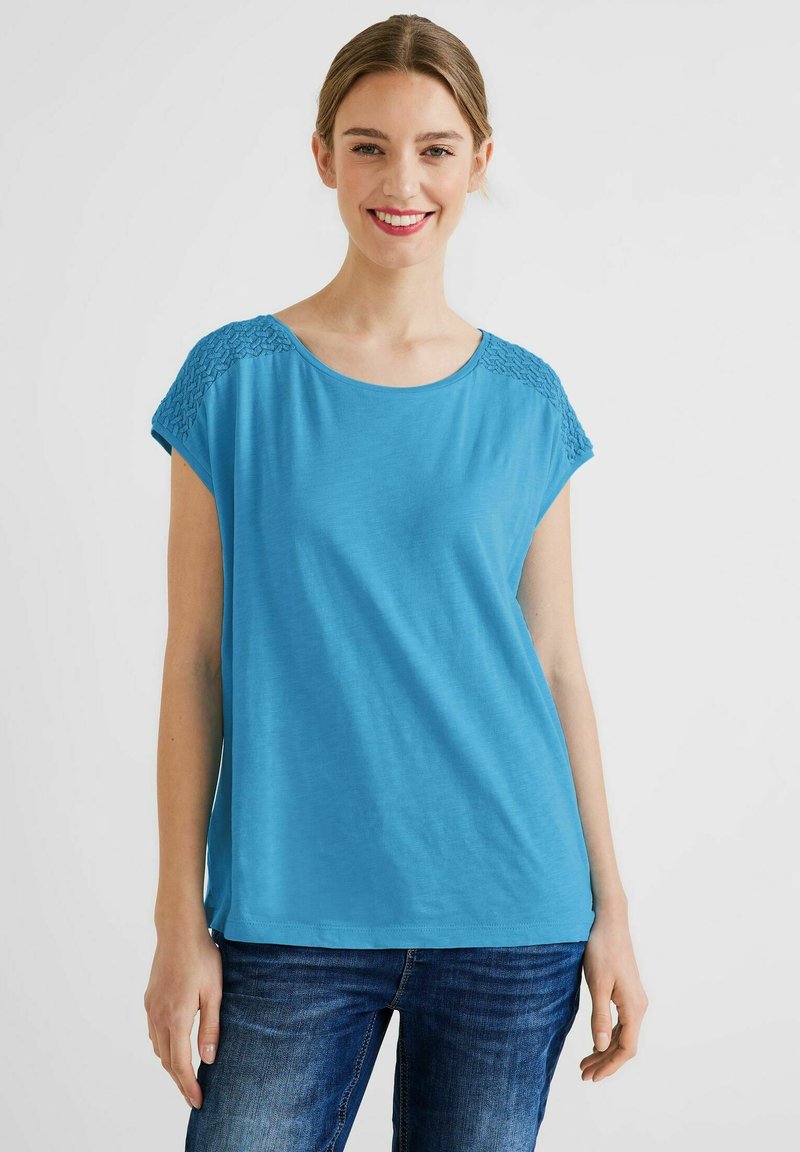 Street One MIT SPITZENEINSATZ - T-Shirt basic - blau - Zalando.de