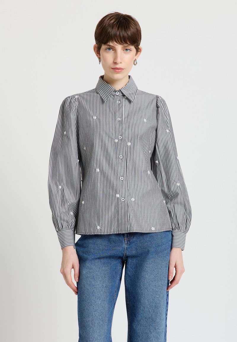 Calliope RIGHE - Button-down blouse - var ultrablack/black - Zalando