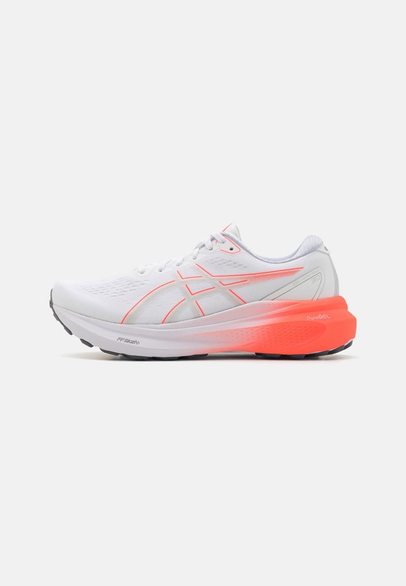 ASICS GEL-KAYANO 30 - Road running shoes - white/sunrise red/white ...