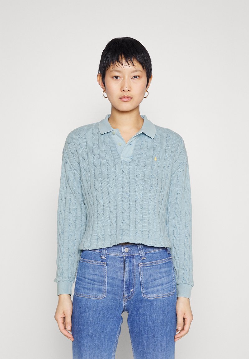 Polo Ralph Lauren LS CBL LONG SLEEVE - Jumper - powder blue/blue ...