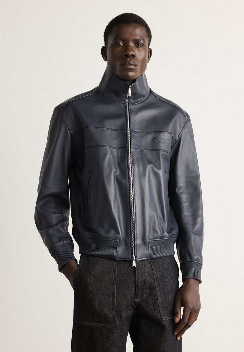 BOSS MARON - Kurtka skórzana/granatowy - Zalando.pl