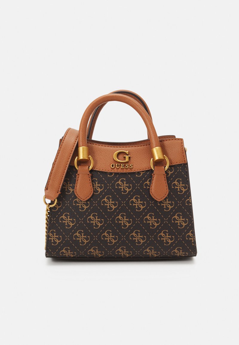 Guess NELL LOGO MINI SATCHEL - Bolso de mano - brown logo/cognac/marrón ...