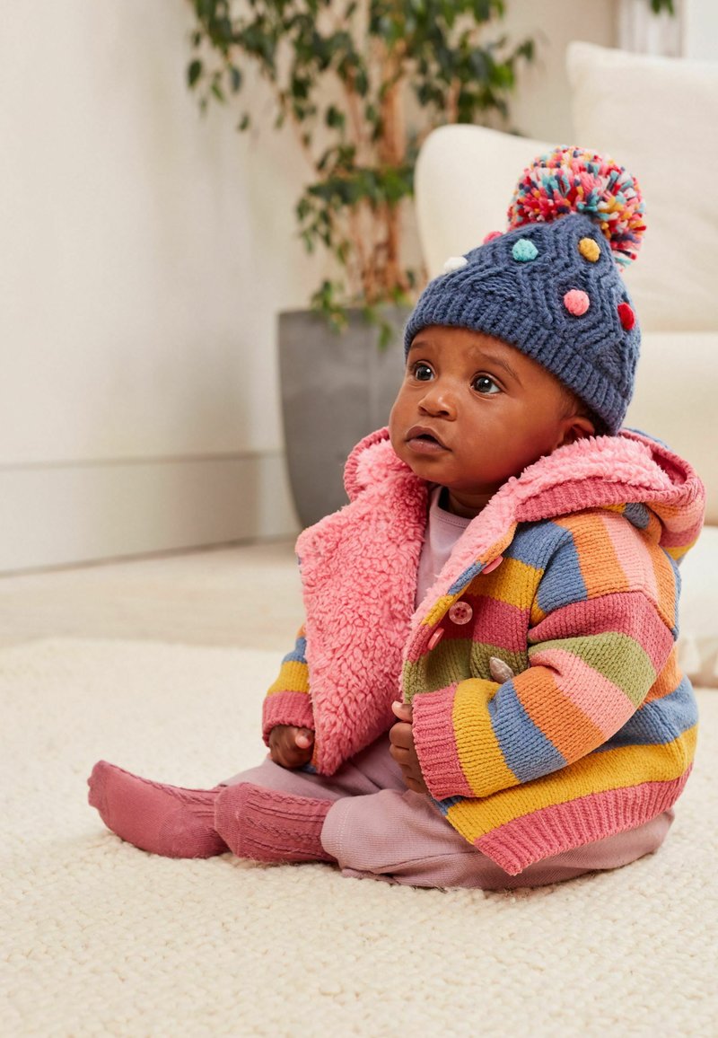 Next LINED - Jas - pink yellow blue striped character/donkerroze ...