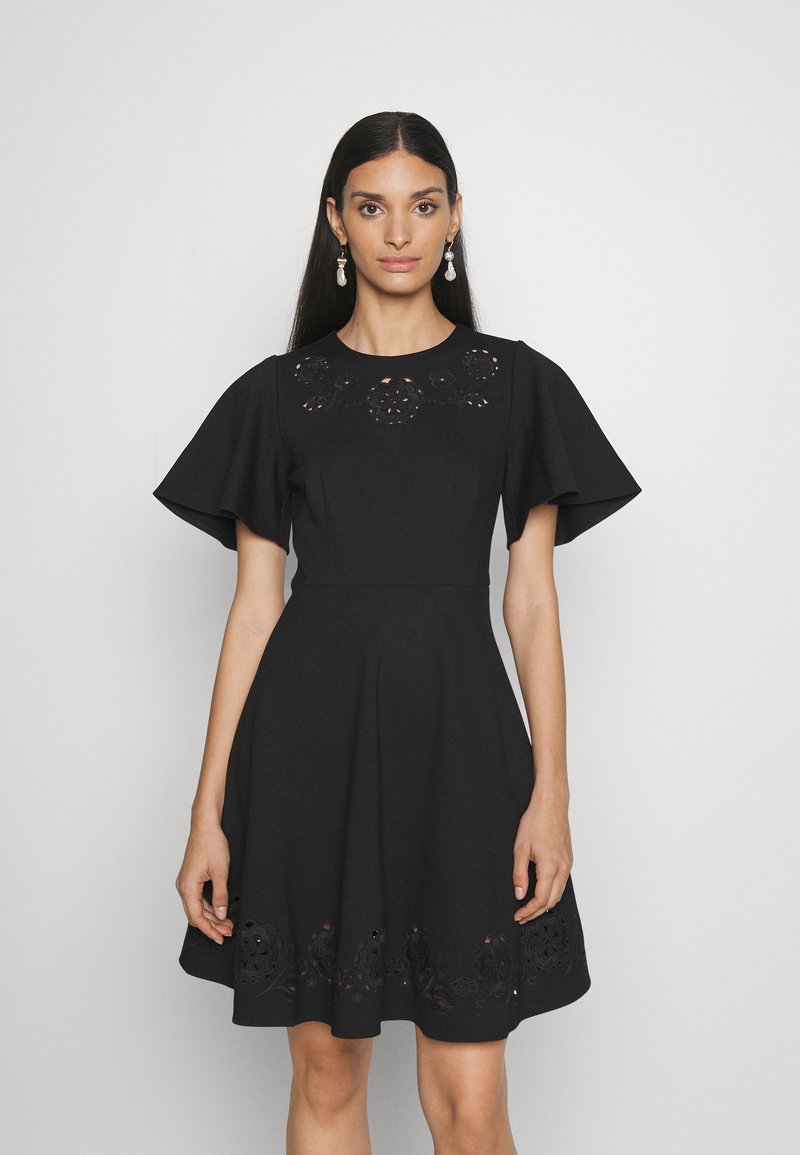 Kate Spade New York Embroidered Cutwork Ponte Dress Cocktail Dress Party Dress Black