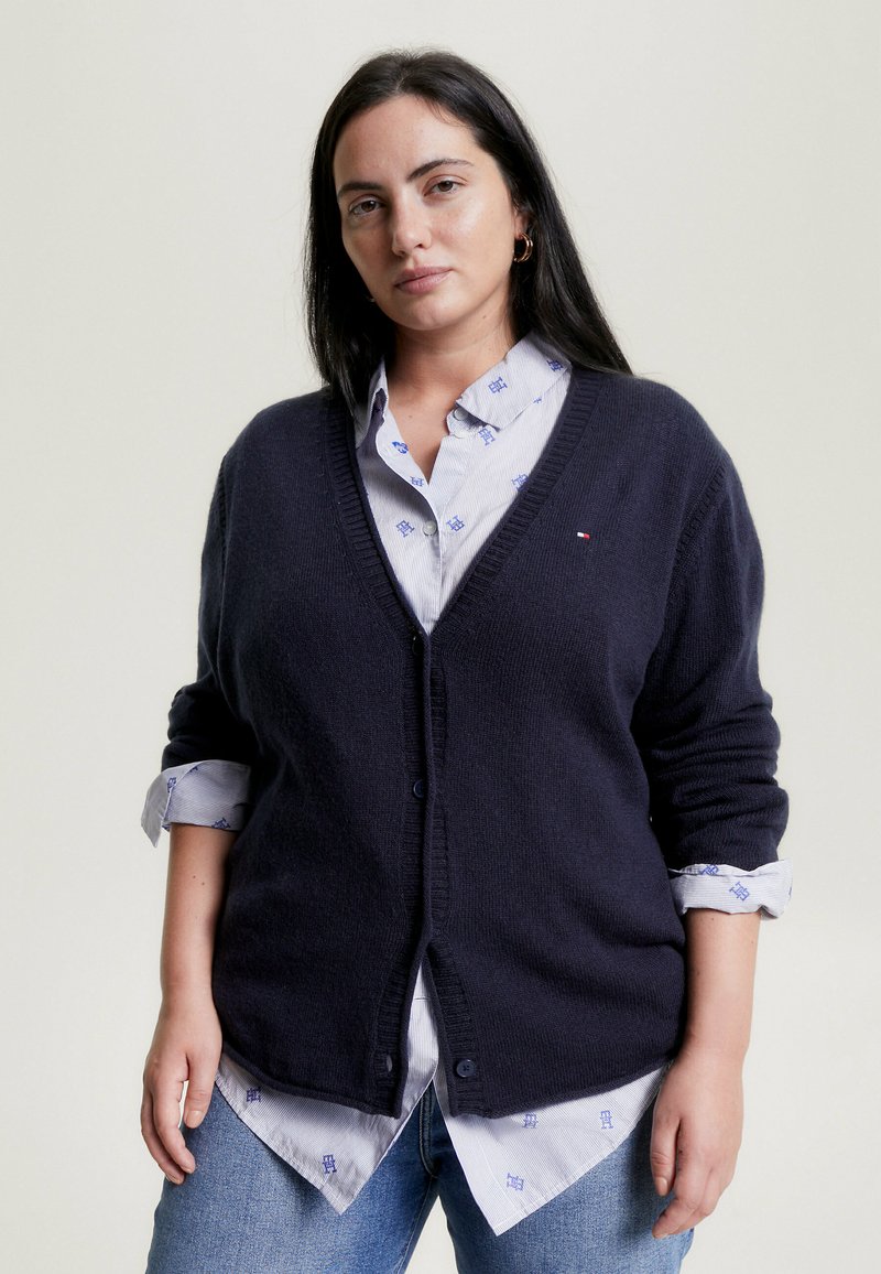 Tommy Hilfiger Curve Curve V Neck Cardigan Desert Sky Blu Scuro