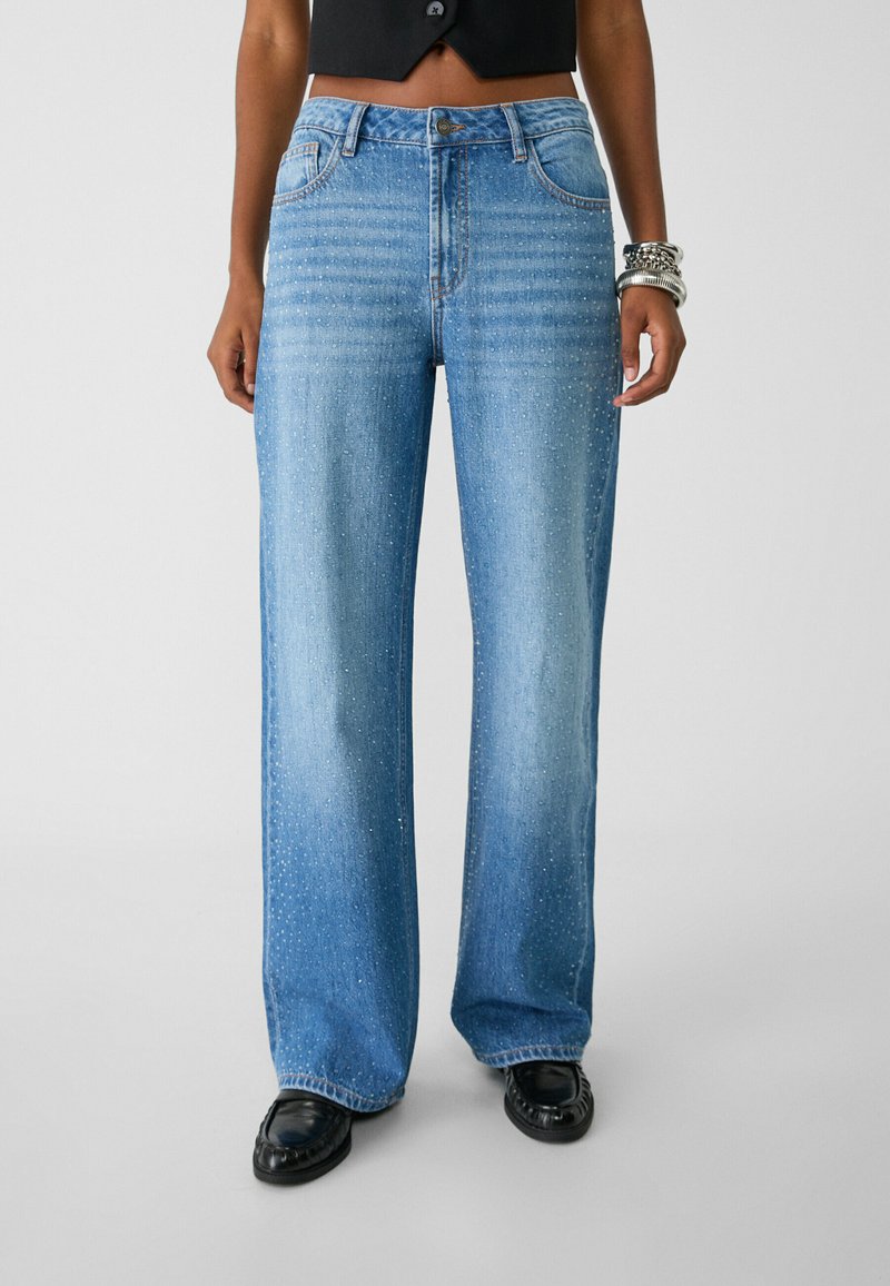 Stradivarius WITH RHINESTONES - Jeans Straight Leg - mottled royal blue ...