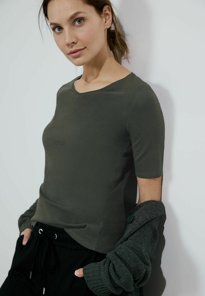 Cecil T Shirt Basic Grün Olijfgroen Zalando Nl