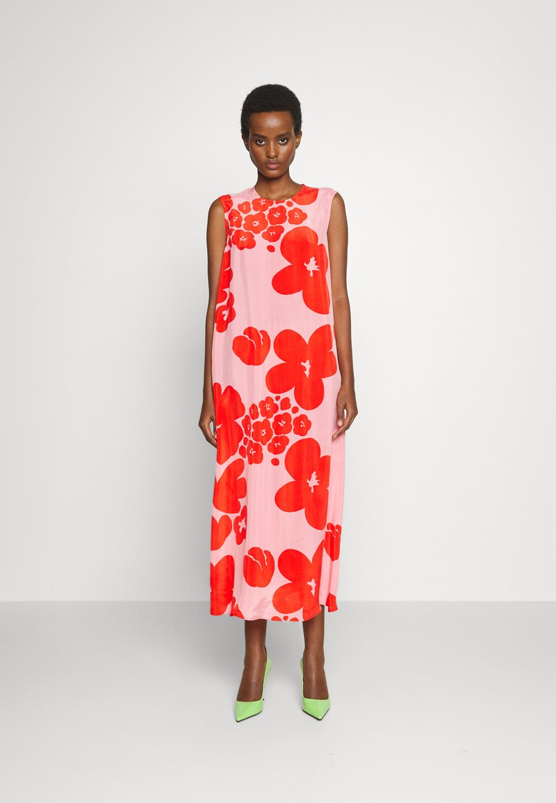 Marimekko MIGOT KEVÄTTALKOOT CUPRO DRESS - Jurk - pink/red/donkerroze ...