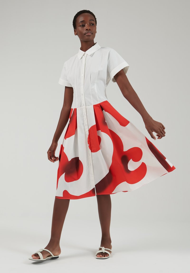 Leem Shirt dress - white with tones of orange combination/white - Zalando