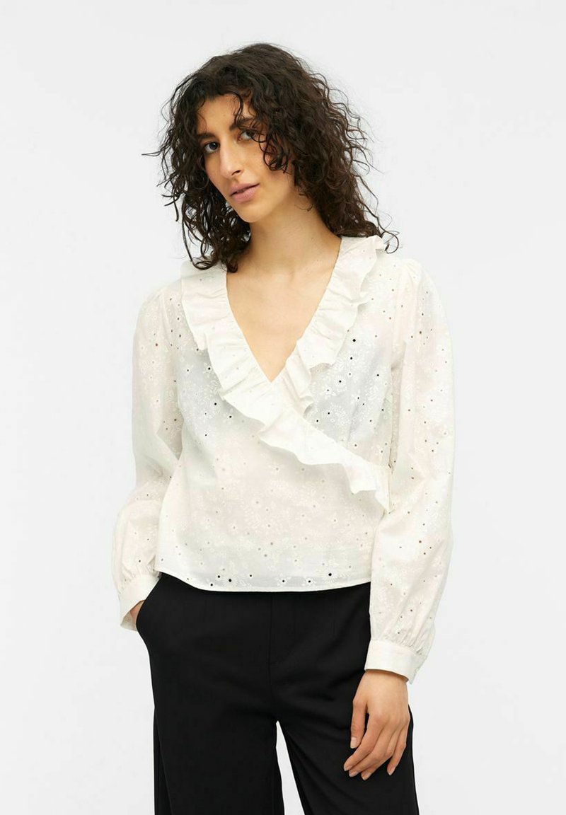 Object BRODERIE ANGLAISE - Blouse - cloud dancer/crème - Zalando.nl