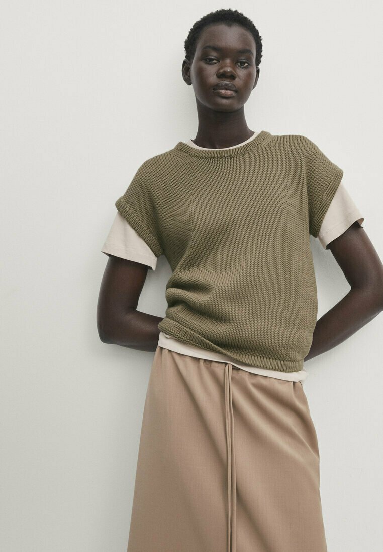 Massimo Dutti SHORT SLEEVE - T-Shirt basic - green/grün - Zalando.ch