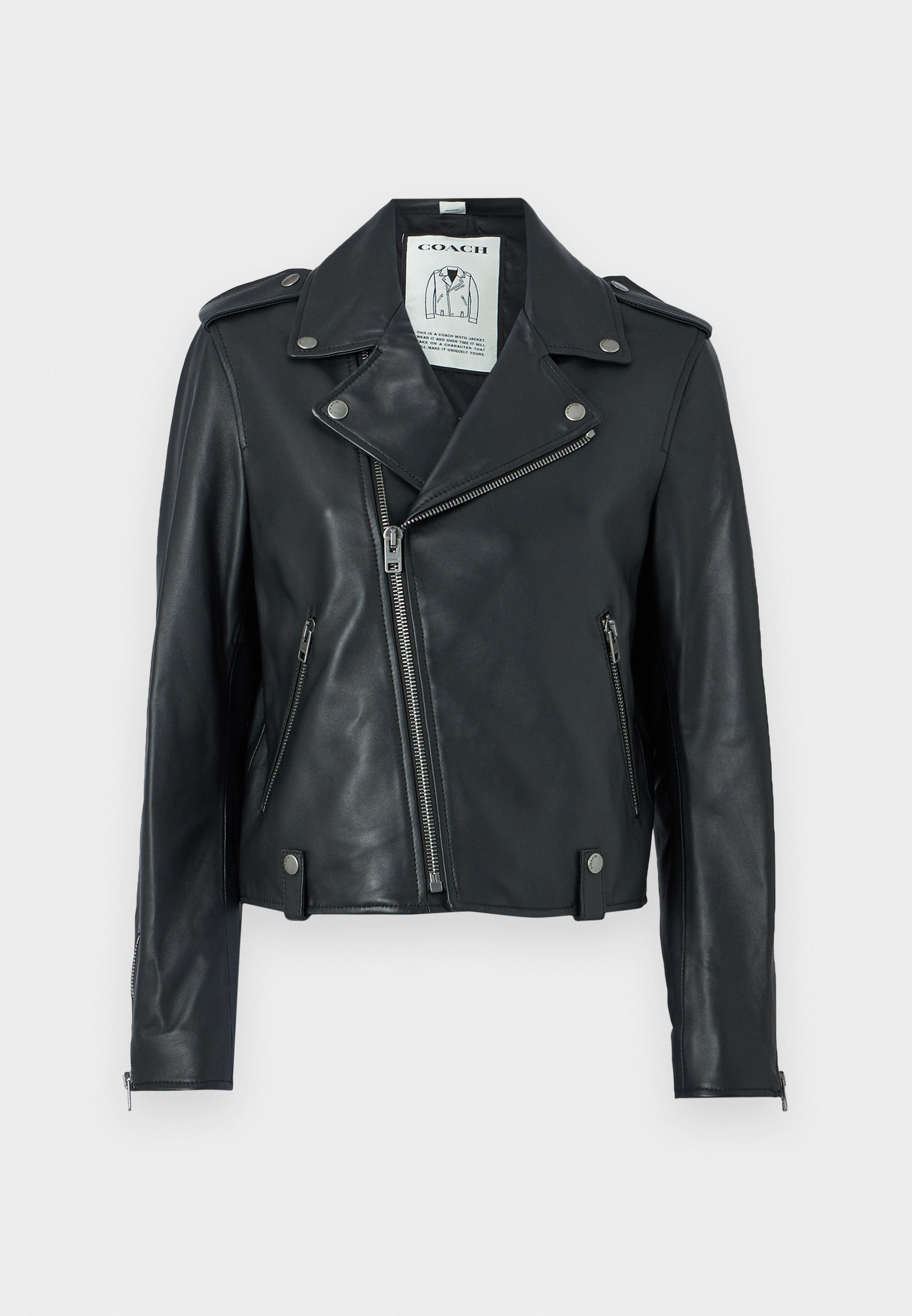 Moto black leather jacket store