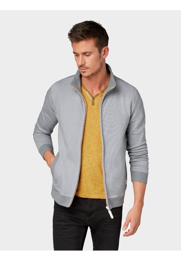 TOM TAILOR Sweat zippé - crepe double grey/gris - ZALANDO.FR