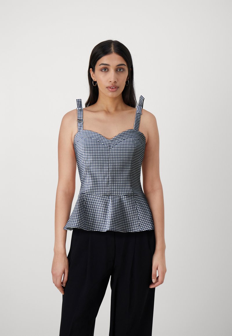 Guess CORSET VICHY - Top - blue cave/white/blanco - Zalando.es