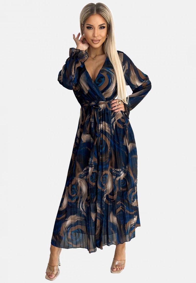 Chelsea Clark PLEATED LONG DRESS WITH V-NECKLINE - Maxi dress - dark ...