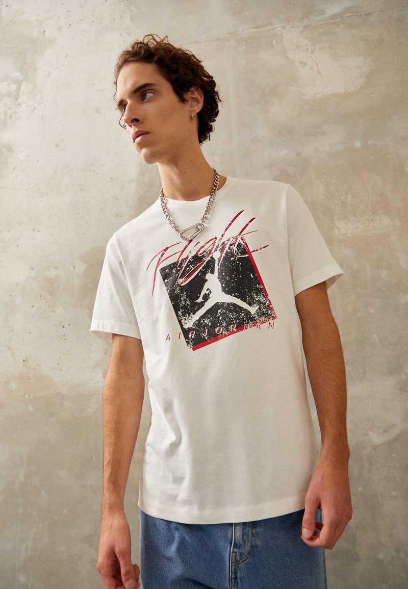 Jordan BRAND CREW - Print T-shirt - white/black/white - Zalando.de
