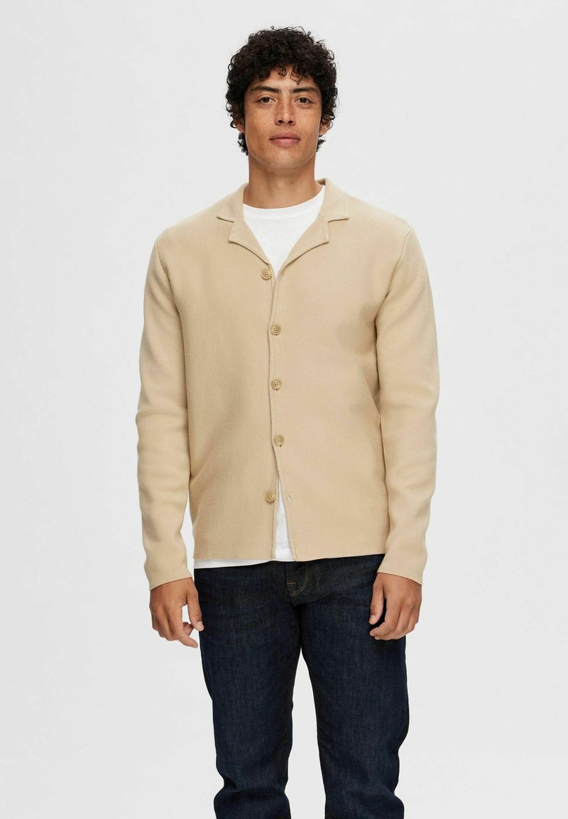 Selected Homme CUBAN COLLAR - Kofta - pure cashmere/beige - Zalando.se