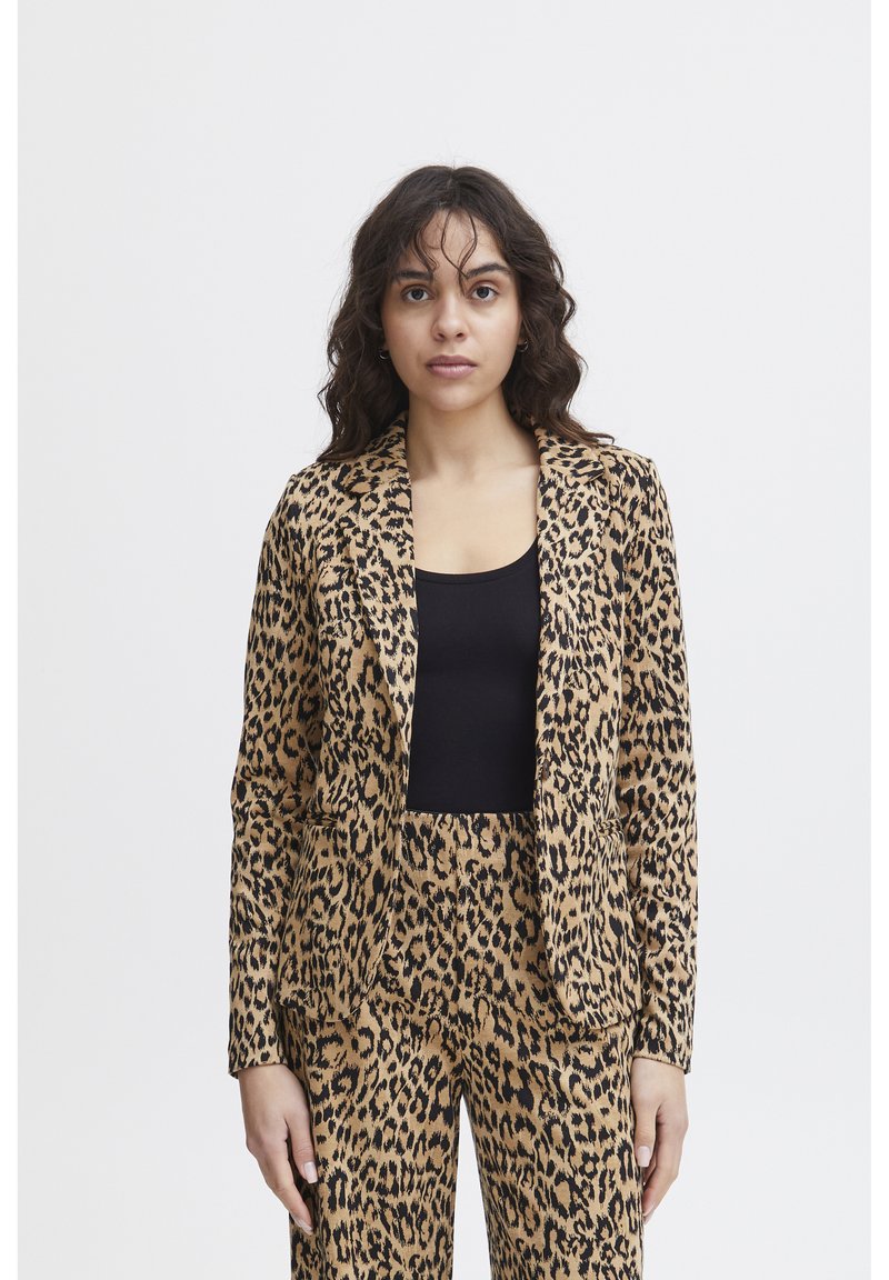ICHI LEOPARD - Blazer - natural leo jacquard/mehrfarbig - Zalando.de