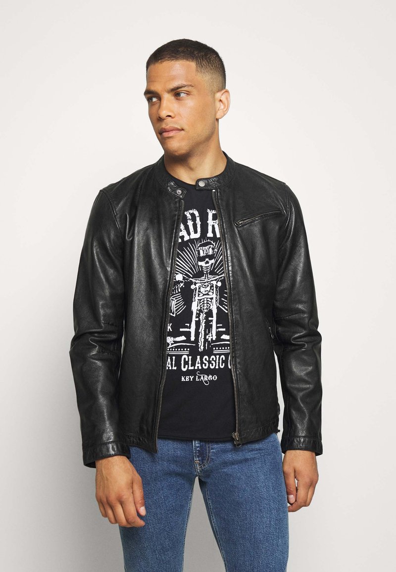 Freaky Nation EASY JIM - Leather jacket - black - Zalando.co.uk