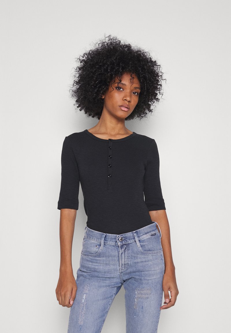 G-Star HENLEY 1\2 SL SLIM - T-Shirt basic - black/schwarz - Zalando.ch