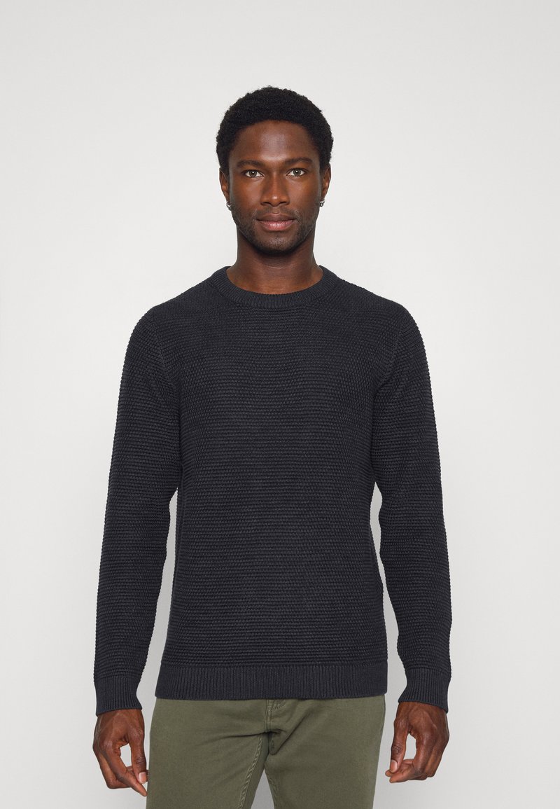 Selected Homme VINCE LS BUBBLE CREW NECK W NOOS - Strickpullover - peat/anthrazit-meliert ...