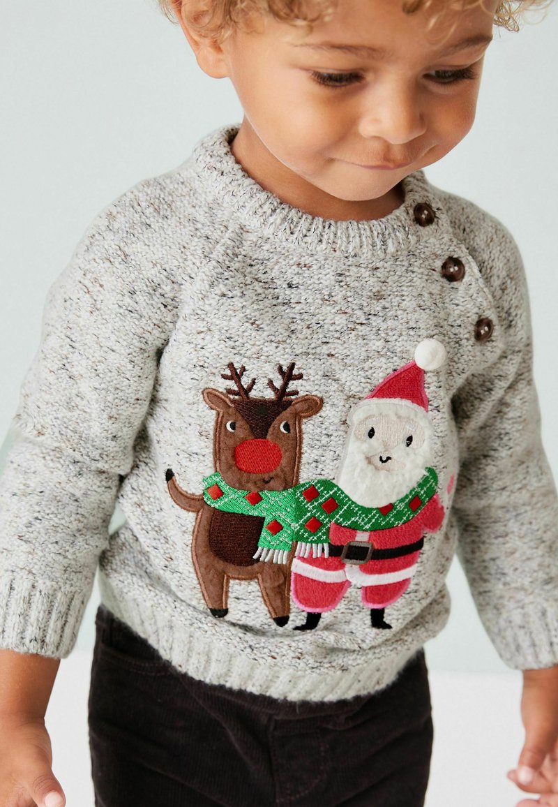 Next RUDOLPH AND SANTA KNITTED CHRISTMAS JUMPER - Jumper - grey - Zalando