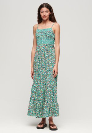 Superdry LONG BEACH - Maxi-jurk - maze print navy/blauw - Zalando.nl