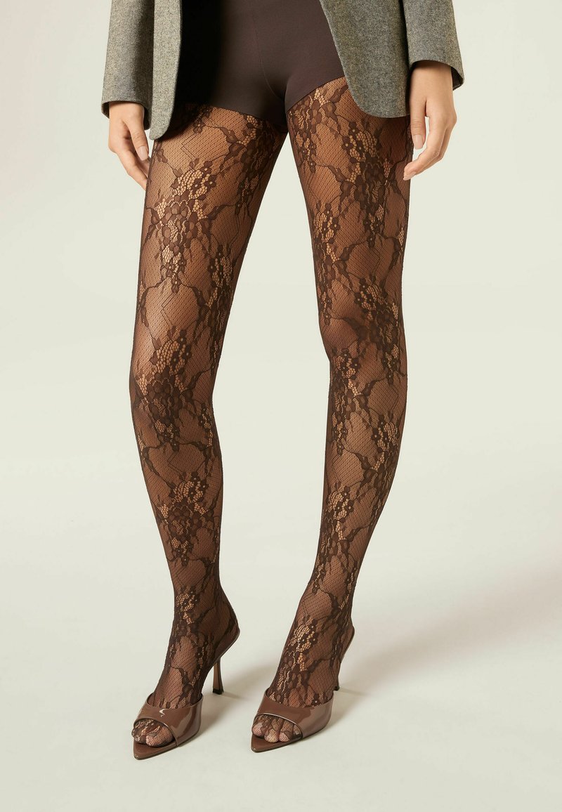 Calzedonia DELUXE SELECTION CAPSULE, FLORAL - Tights - brown/dark brown ...