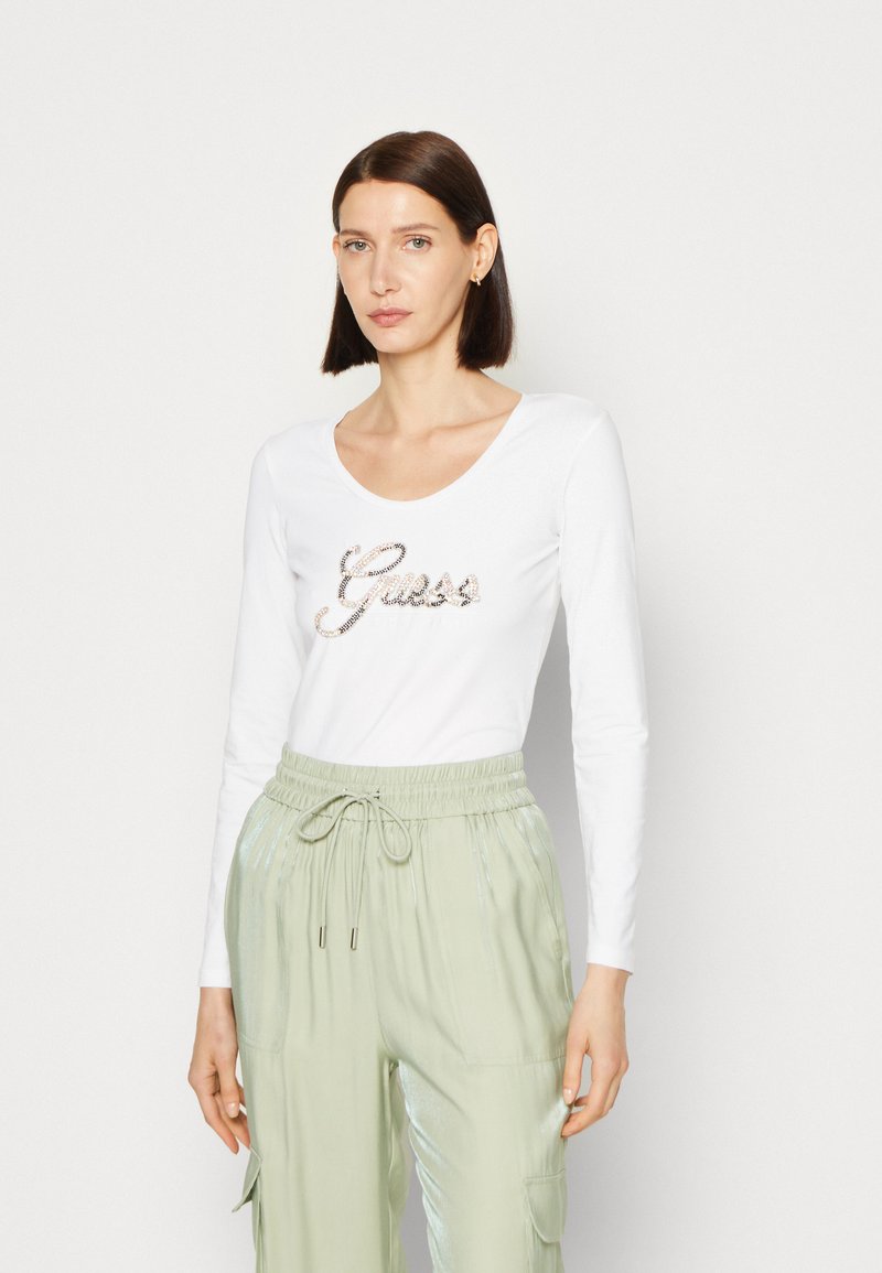 Guess SCRIPT - Long sleeved top - pure white/white - Zalando.co.uk
