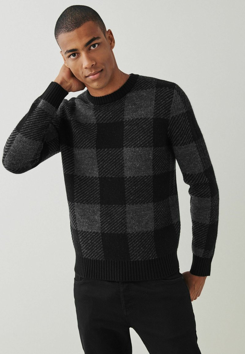 Next KNITTED CHECK CREW JUMPER - Jersey de punto - black/negro - Zalando.es