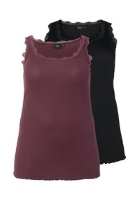 Zizzi 2-PACK WITH TRIM - Top - fudge black/bordeaux - Zalando.at