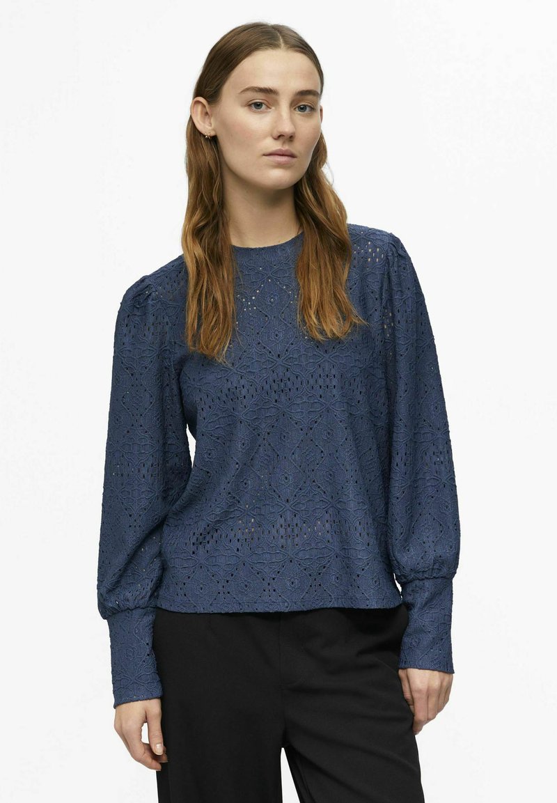 Object OBJFEODORA LS 125 - Blouse - dark denim/dark-blue denim - Zalando