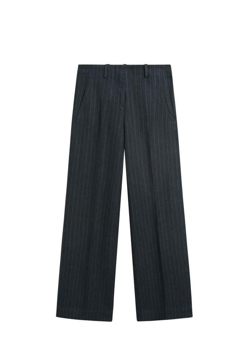 Massimo Dutti WIDE-LEG PINSTRIPE - Trousers - blue-grey - Zalando.co.uk