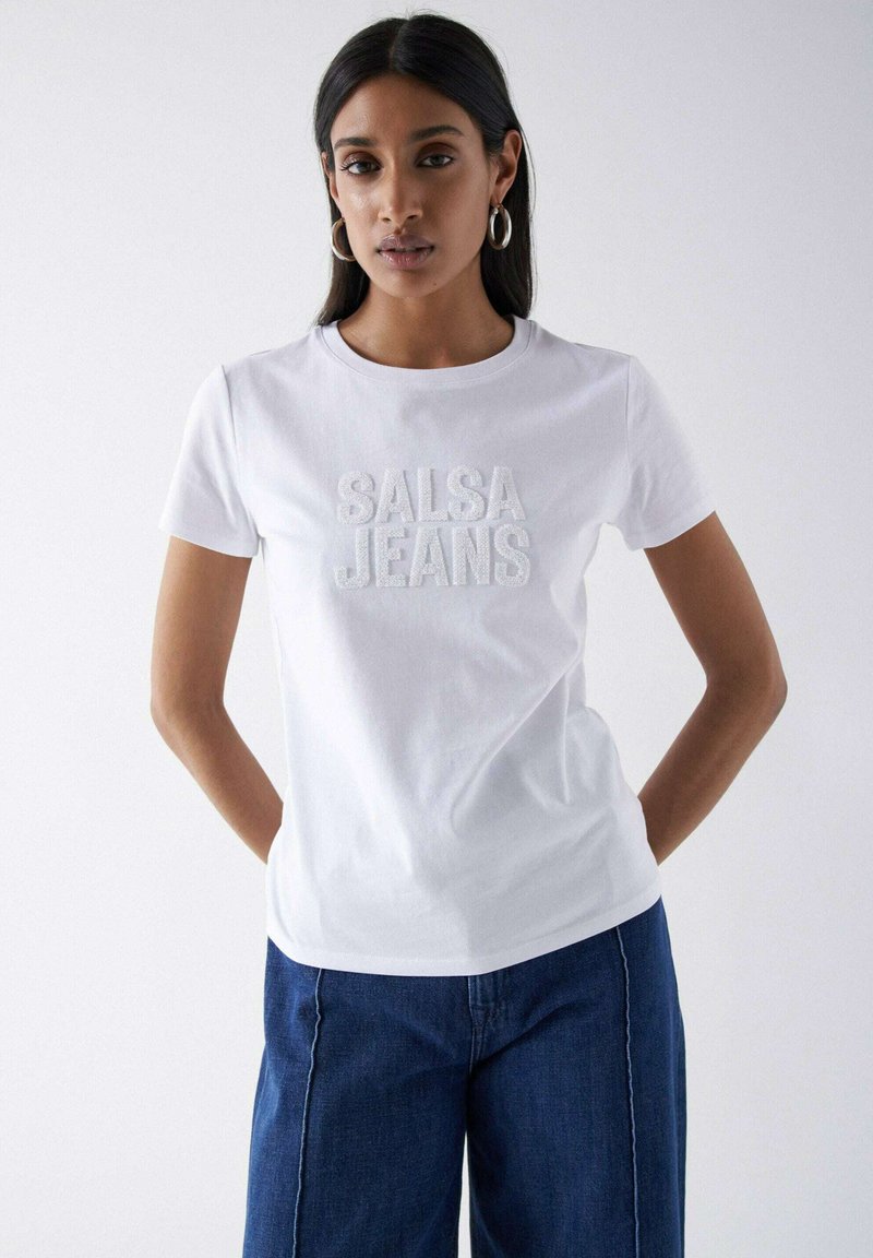 Salsa Jeans REGULAR - Camiseta estampada - weiß/blanco - Zalando.es