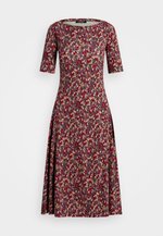 Lauren Ralph Lauren Petite MUNZIE ELBOW SLEEVE DAY DRESS - Vestito di maglina - navy/burgundy ...
