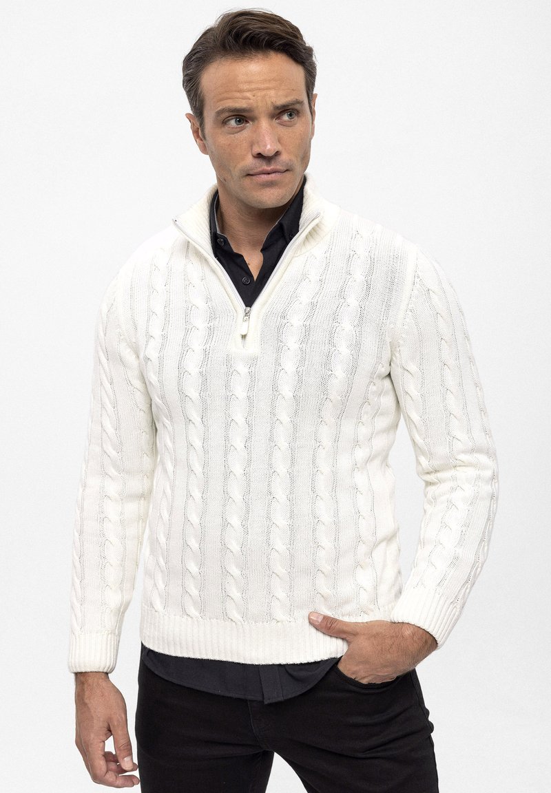 Felix Hardy CABLE HALF ZIPPER - Trui - off white/crème - Zalando.nl