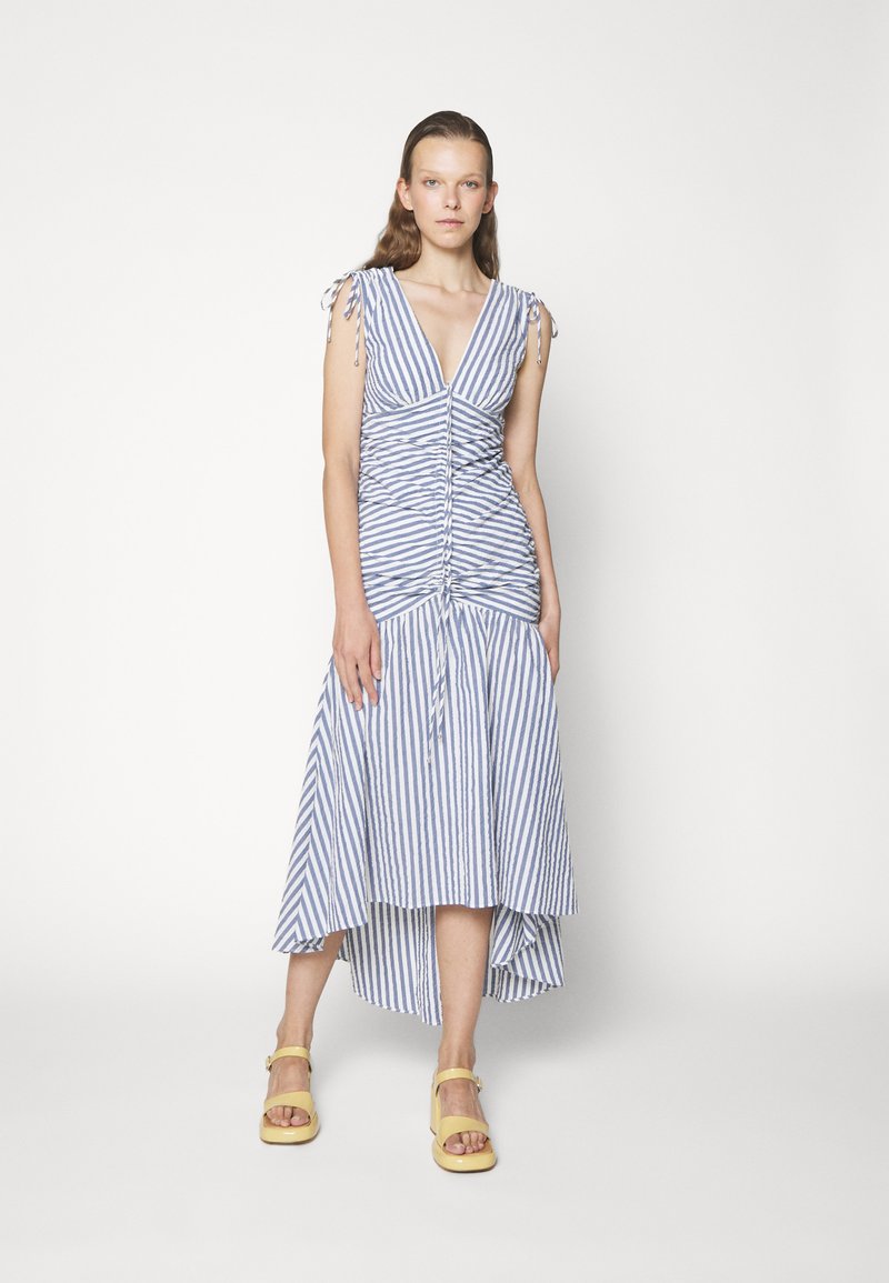 Veronica Beard PERRIN DRESS - Maxi-jurk - washed blue/white/blauw ...