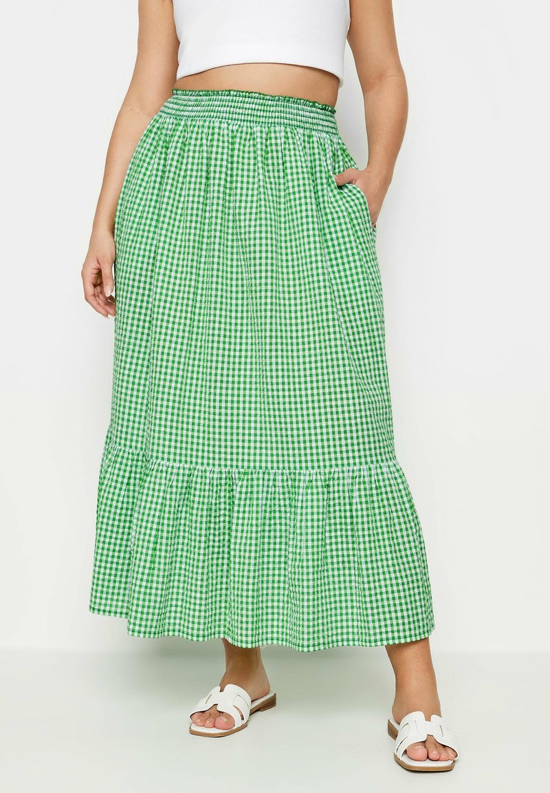 Yours Clothing GINGHAM TIERED PURE - Maxirock - green/grün - Zalando.at