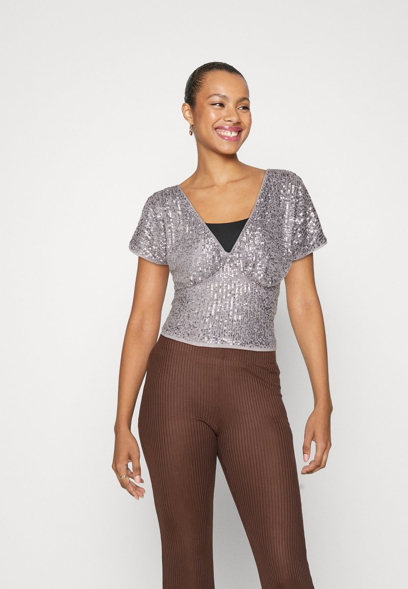ONLY ONLANA SEQUINS SHORT - Bluse - silver/grau - Zalando.ch
