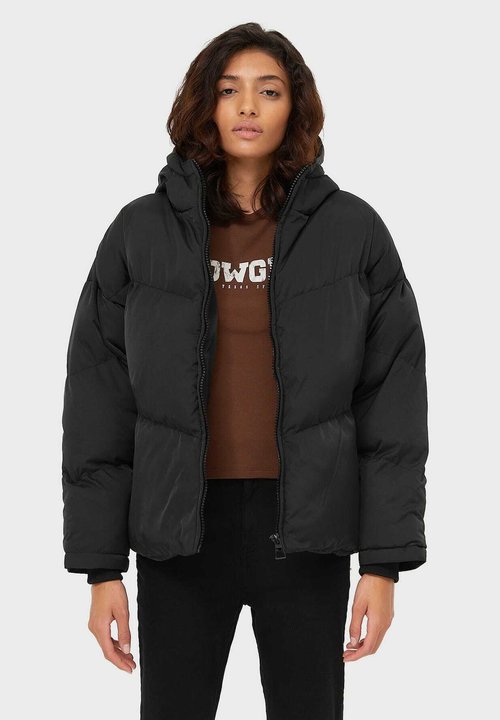PULL&BEAR HOODED PUFFER WITH POCKETS - Winterjas - black/zwart - Zalando.be