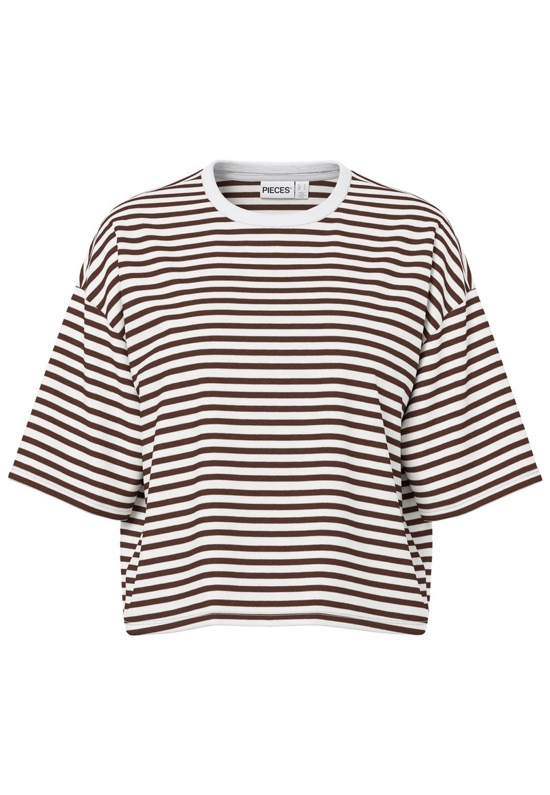 Pieces PCSADIE 2/4 BOXY - T-Shirt print - chicory coffee/cloud dancer ...