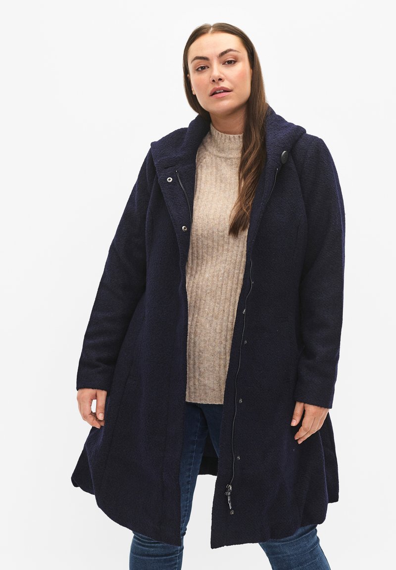 Zizzi A-LINE WITH HOOD - Classic coat - night sky mel/dark blue ...