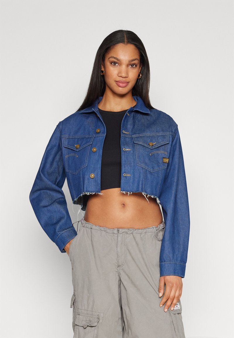 G-Star RELAXED CROPPED CUTOFF JACKET - Farmerdzseki - raw denim/nyers ...