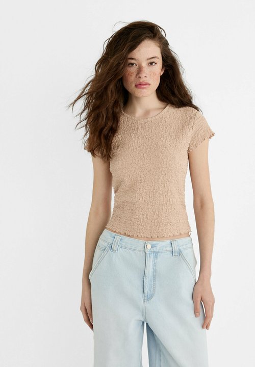 QS IM BOXY SCHNITT - T-Shirt print - helles sand/offwhite - Zalando.ch