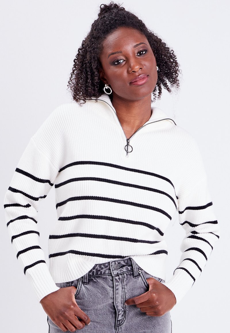 Cache Cache MIT REISSVERSCHLUSSKRAGEN - Jersey de punto - ecru/crema ...