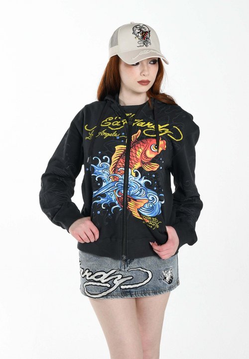 Ed Hardy KOI FISHING LONG SLEEVE - Longsleeve - washed black/zwart ...