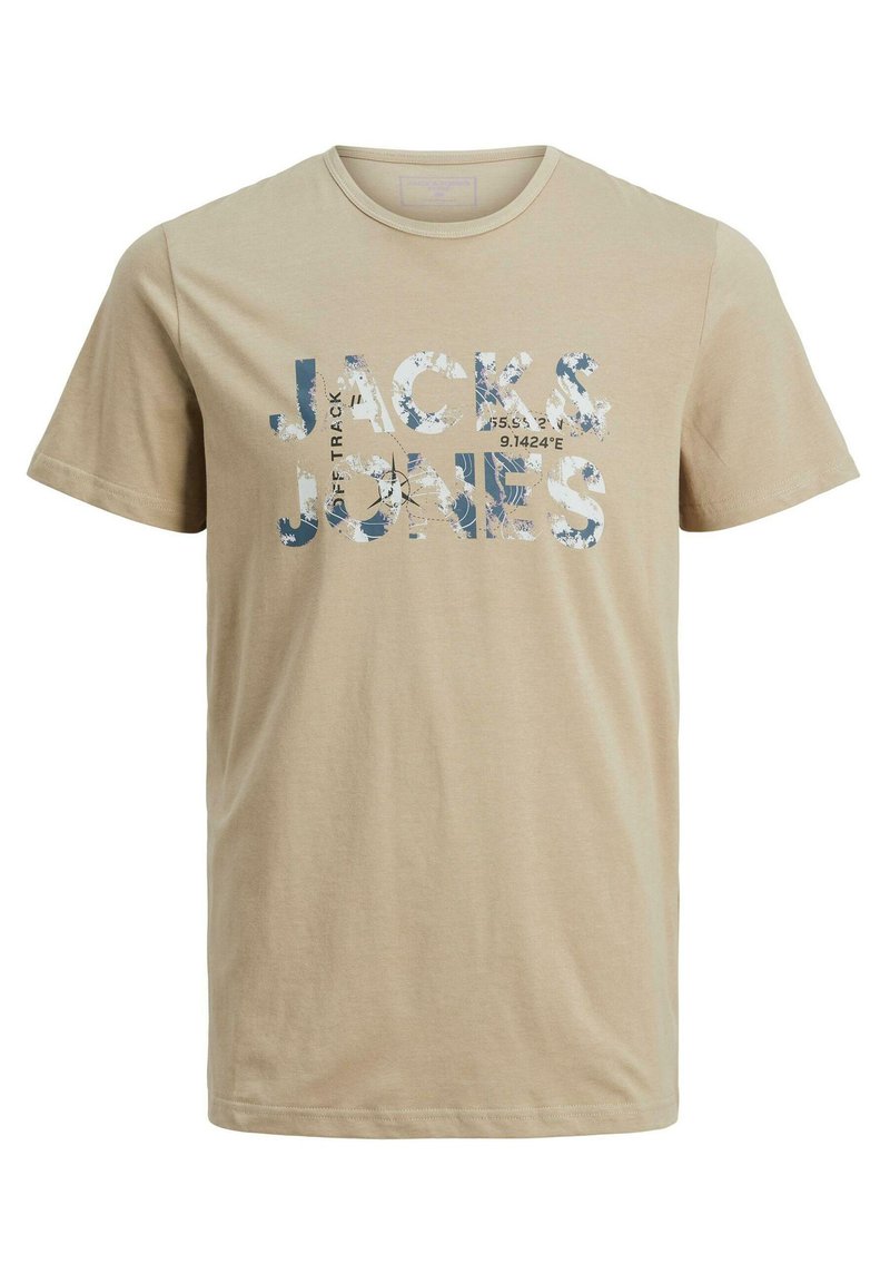 Jack & Jones TECH LOGO - T-shirt imprimé - beige - ZALANDO.FR